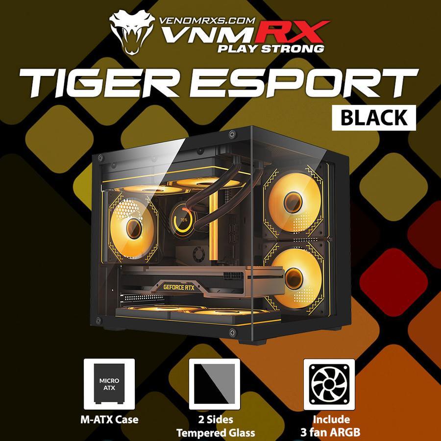 Jual VenomRX Casing PC Tiger Esport Black M-ATX With 3x120mm A-RGB Fan ...