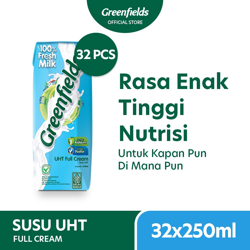 Jual [LEBIH HEMAT] Susu Greenfields UHT Full Cream 250ml x 1 Karton | Shopee Indonesia