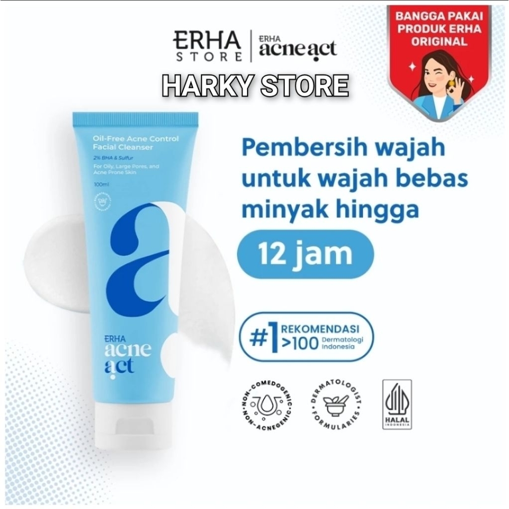 Jual ERHA AcneAct Oil-free Acne Control Facial Cleanser 100ml | Shopee ...