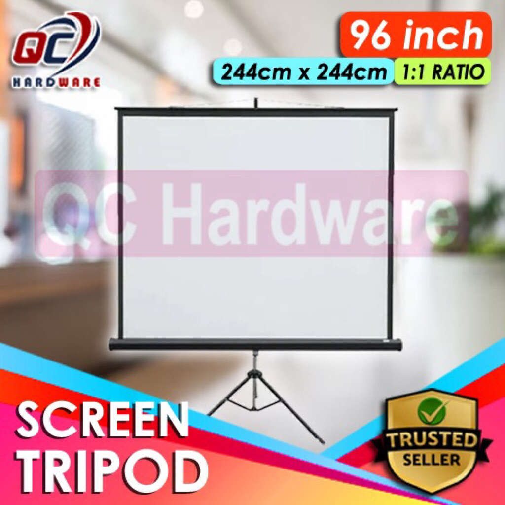 Jual Layar Proyektor Tripod 96 inch Rasio 1:1 - Screen Projector Pakai ...