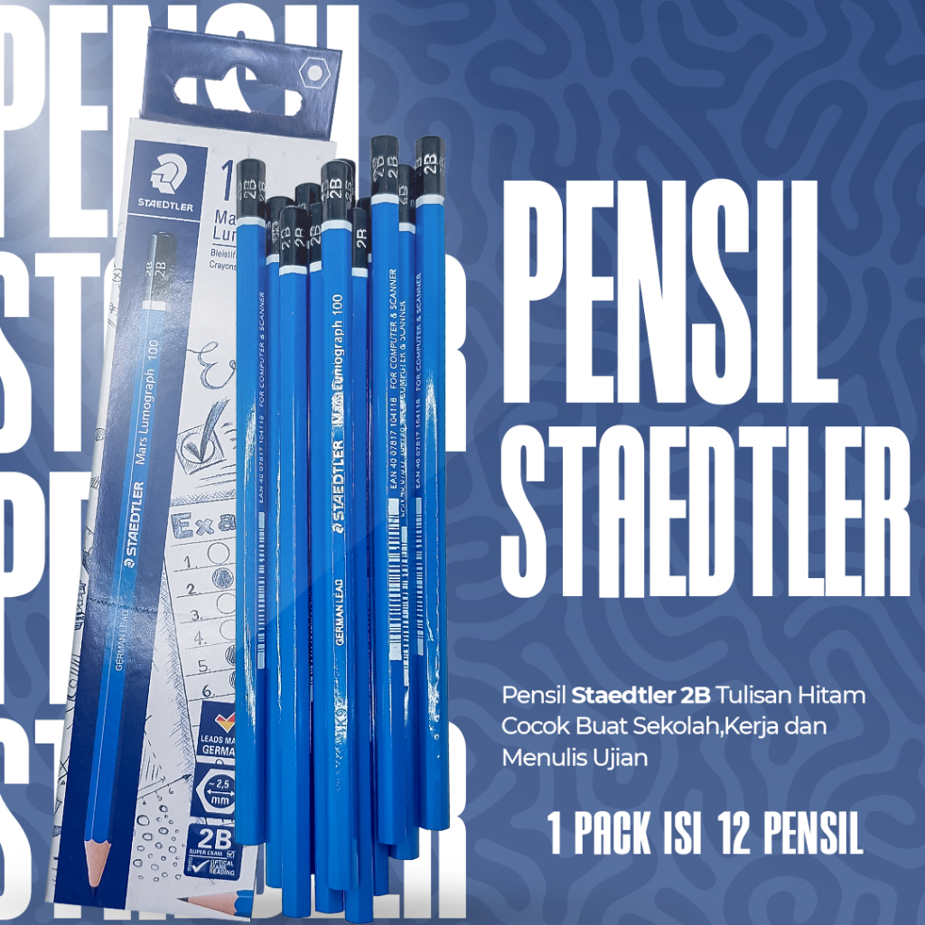 Jual Pensil Staedtler 2B Mars Lumograph Original - 1 Pack Isi 12 Pcs (Pensil Ujian Komputer ...