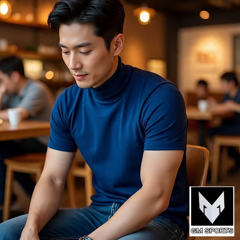 Jual Kaos Polos Pria Turtle Neck Lengan Pendek Premium / Baju Kerah ...