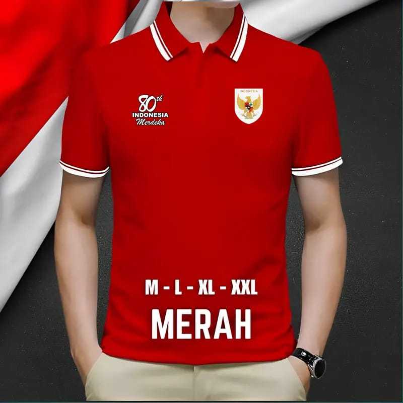Jual Kaos Polo Pria Wanita Garuda Indonesia / Kaos Kerah Merah Putih ...