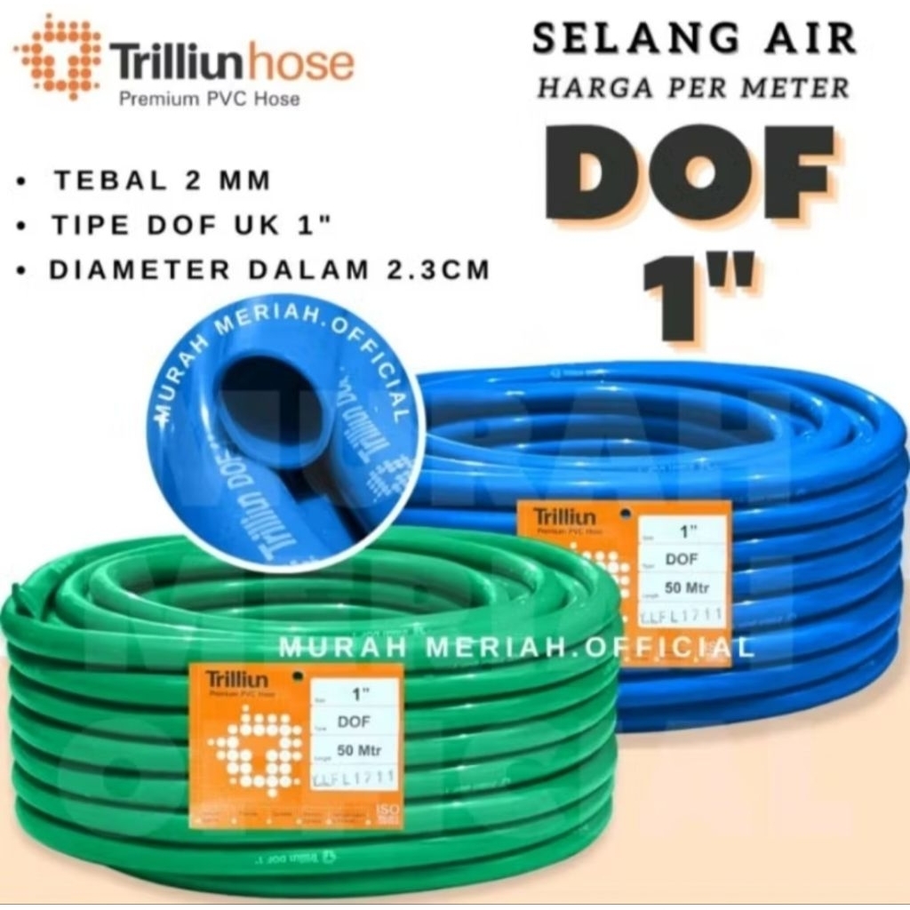 Jual SELANG AIR TRILLIUN DOF UK 1 INCH / 1 DIM ( 1 ROLL / 50 METER ) | Shopee Indonesia