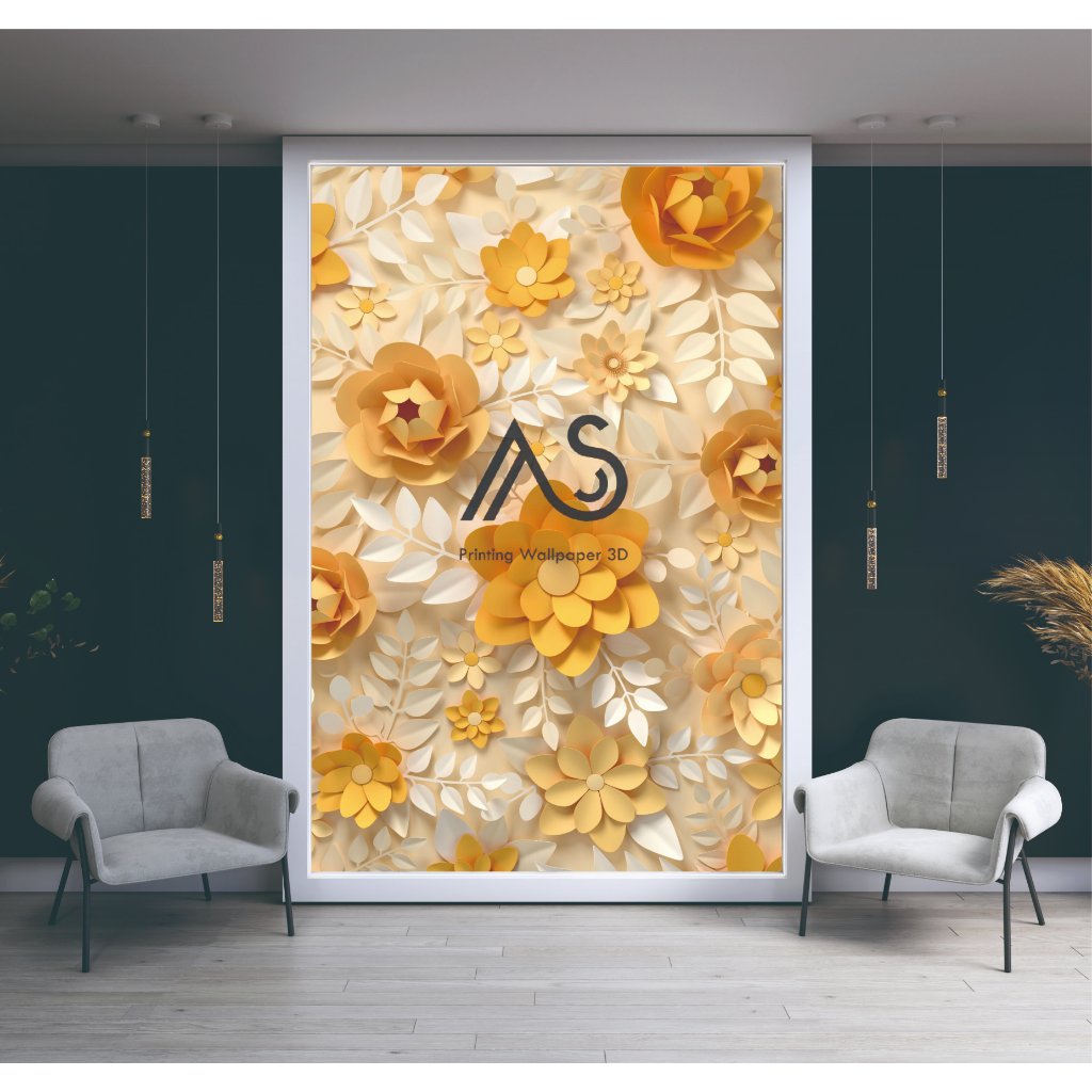 Jual wallpaper bunga 3d, wallpaper mewah elegan, wallpaper emas putih ...