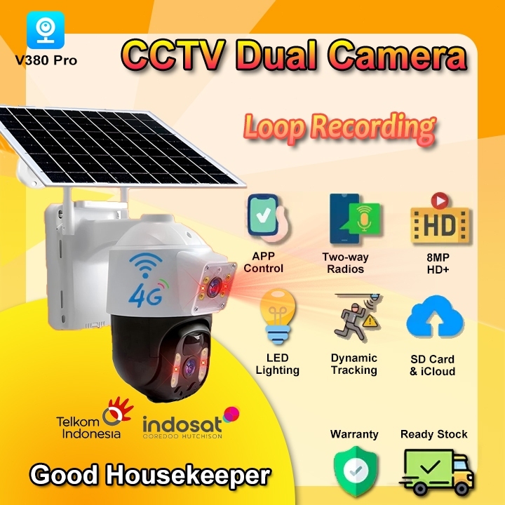 Jual Kamera CCTV V380 Pro Solar Dual CCTV Tanpa Wifi Diperlukan 8MP ...