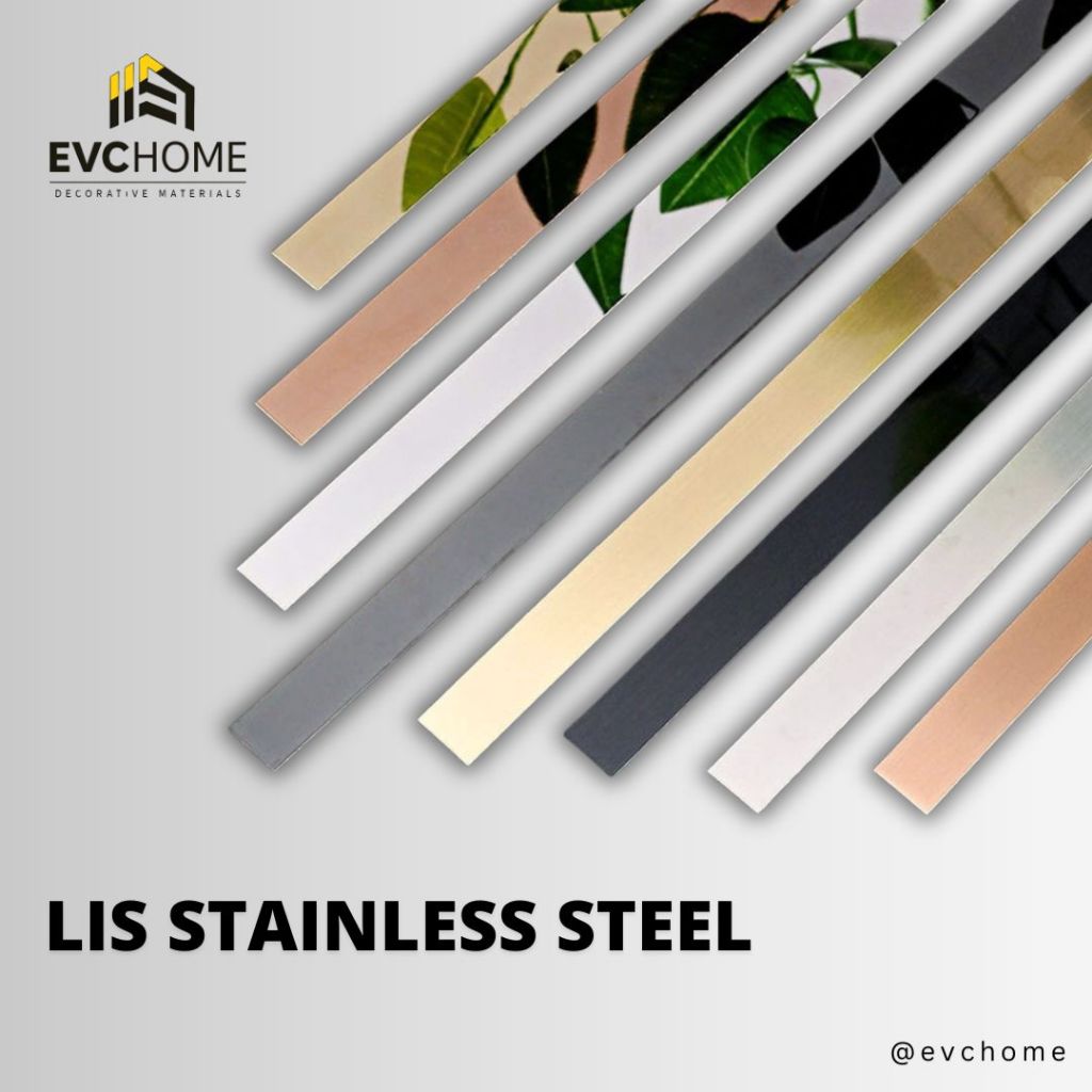 Jual EVCHOME Lis Plat Strip Mirror/ Lis Stainless Steel 1.5cm & 2.5 cm ...