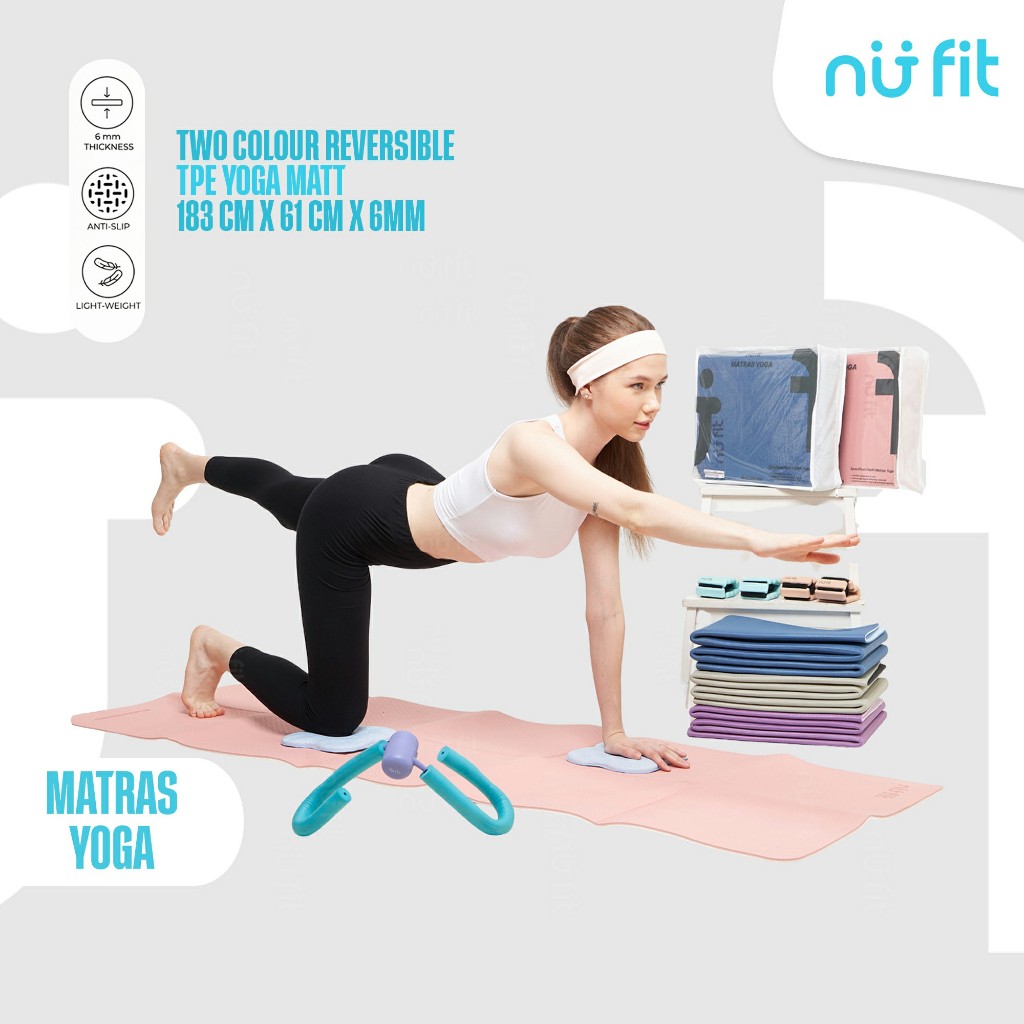 Jual Nu Fit - TPE 6mm Reversible Portable Yoga Matt 183 x 61 x 6 mm ...