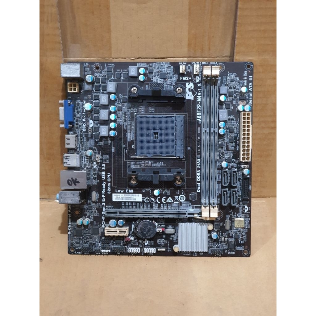 Jual mobo amd fm2+ ECS A68F2P-M4, normal, tanpa backpanel | Shopee ...