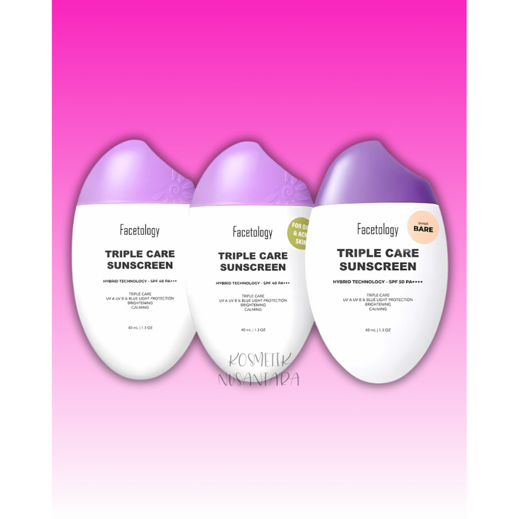 Jual FACETOLOGY - Triple Care Sunscreen SPF 40 PA++ | Acne & Oily Skin ...