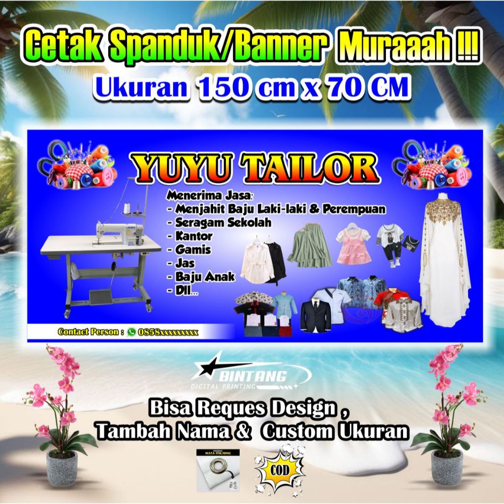Jual Spanduk Banner Jahit Ukuran 150 cm x 70 cm | Shopee Indonesia