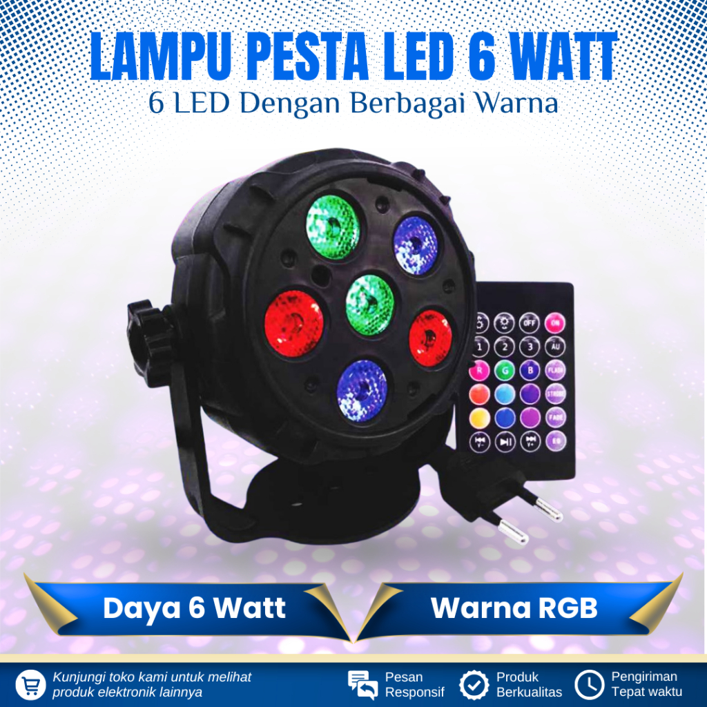 Jual LAMPU SOROT DISCO LED 6 WATT RGB MITSUYAMA LAMPU PESTA WARNA WARNI ...