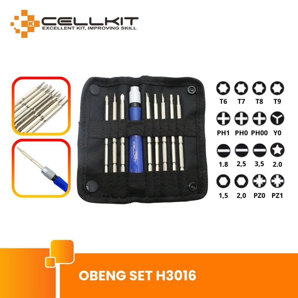 Jual CELLKIT Obeng Set Magnetik H3016 (Philips Pozidriv Pentalobe Plus ...