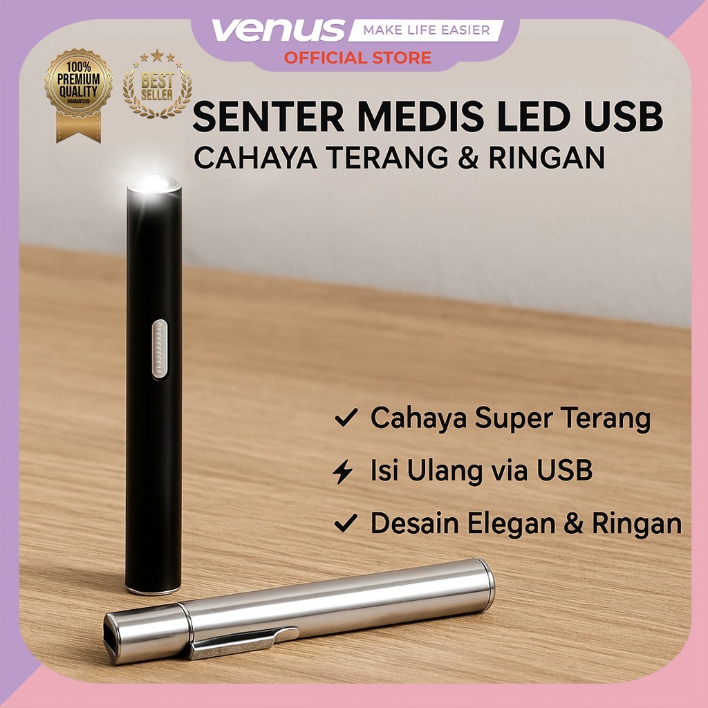 Jual VENUSJKT – Senter Dokter LED Penlight Medis USB Rechargeable Lampu ...