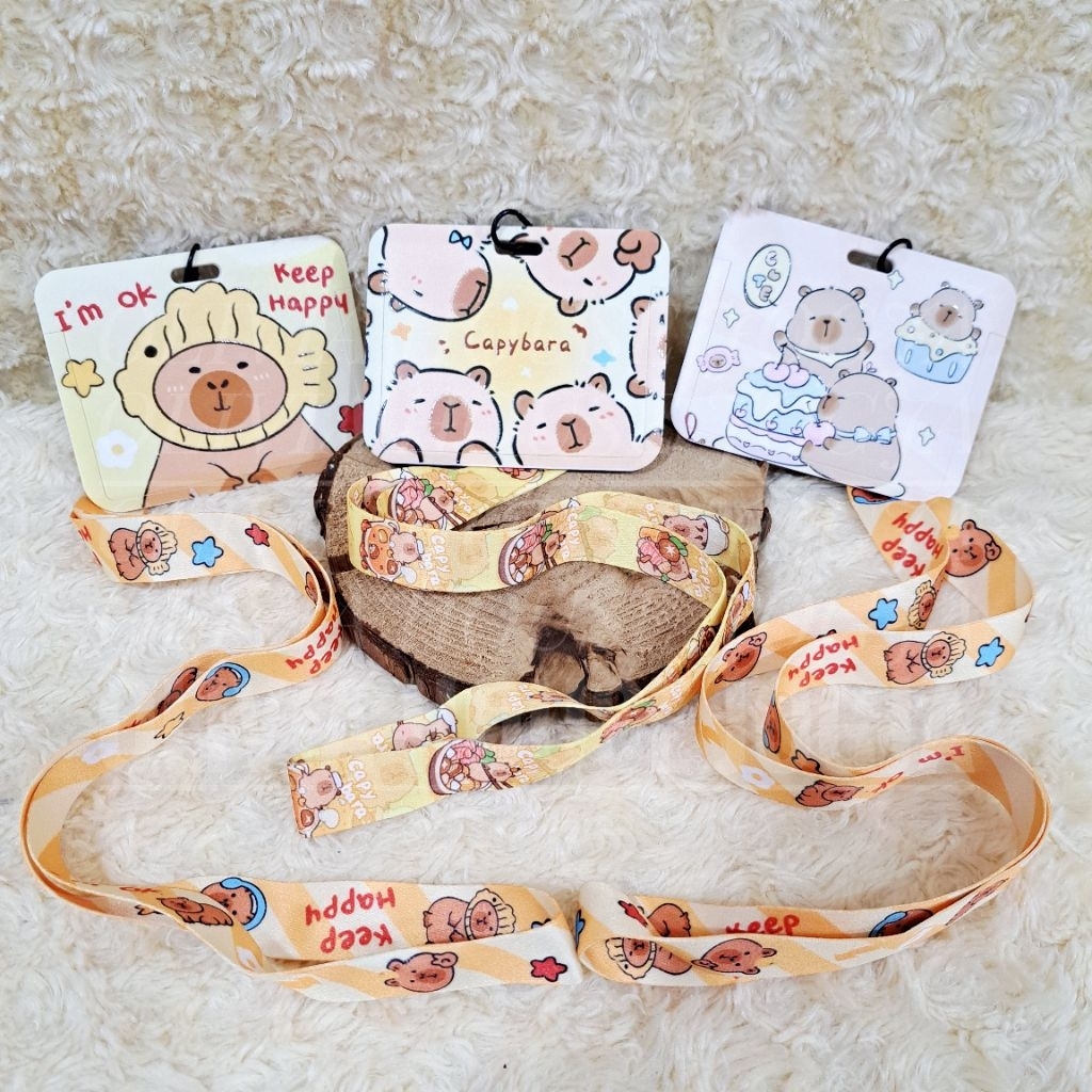 Jual ID Card Holder Capybara Tali Lanyard Name Tag Capybara Tali Name ...