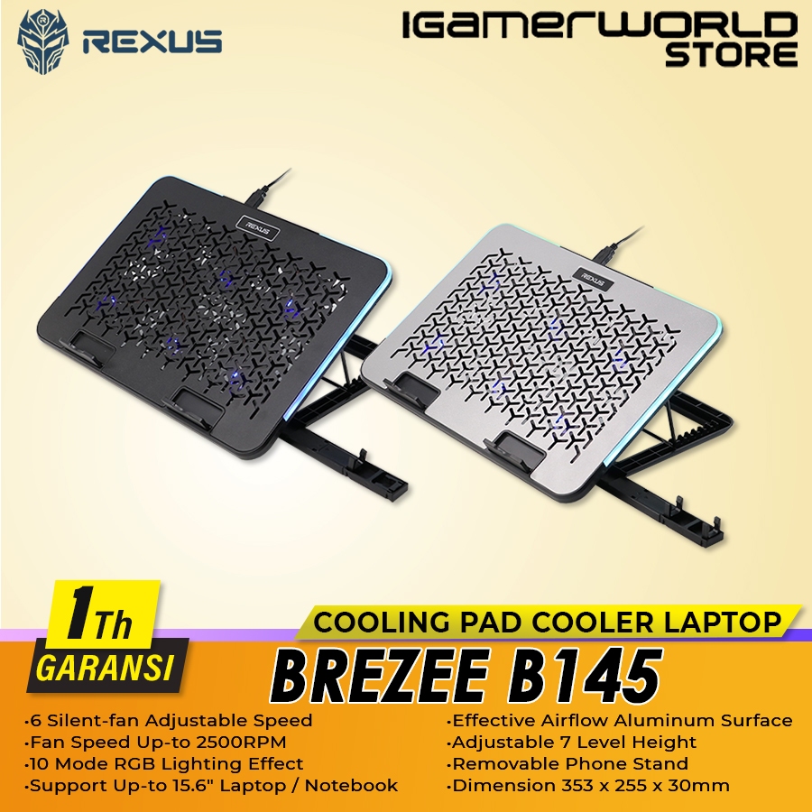 Jual Rexus Breeze B145 Adjustable Coolingpad RGB Cooler Laptop Cooling ...