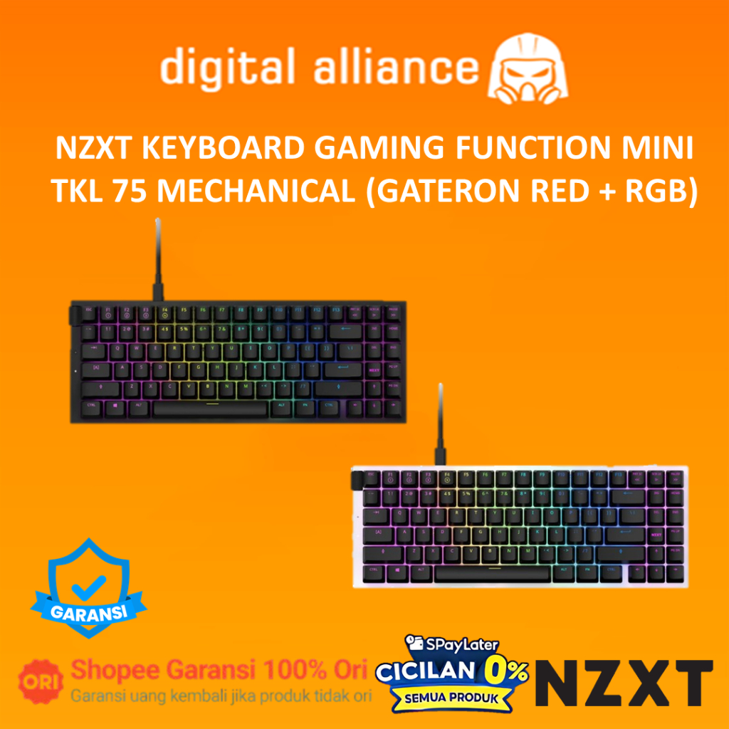 Jual NZXT KEYBOARD GAMING FUNCTION MINI TKL 75 MECHANICAL (GATERON RED ...