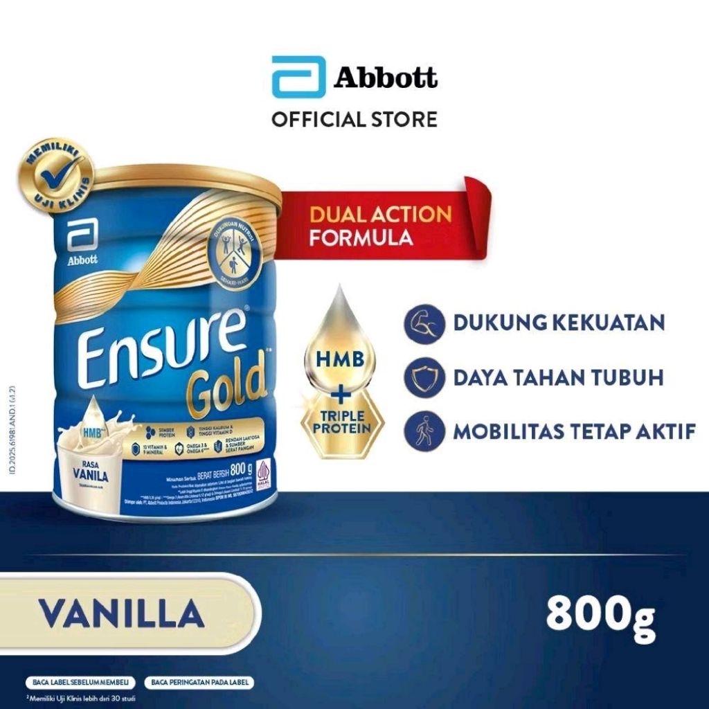 Jual ENSURE GOLD HMB VANILA/COKELAT 800GR - NUTRISI DEWASA RENDAH ...