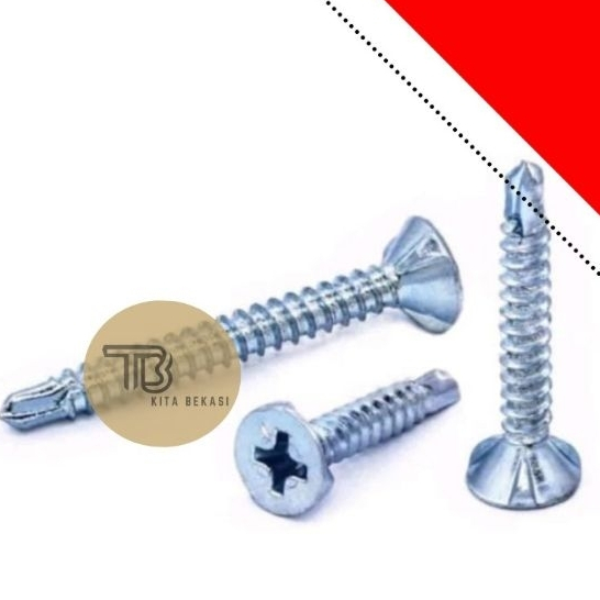 Jual SKRUP ROOFING SDS FH 7X1 / FLAT HEAD SELF DRILLING SCREW 7x25 ...