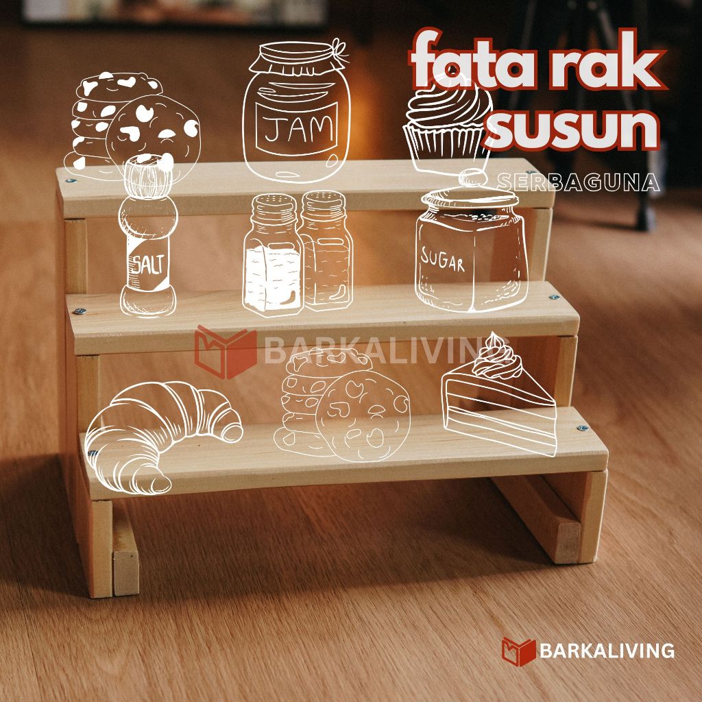Jual Fata Rak Susun Serbaguna Susun 3 Display Kayu Tempat Parfum Action ...