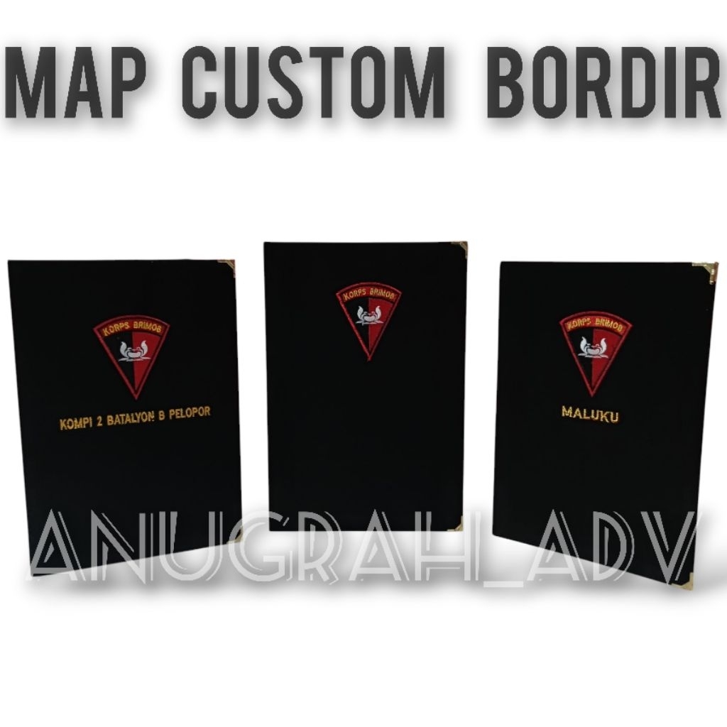 Jual map custom logo bordir bahan beludru premium ukuran F4 dan A4 ...