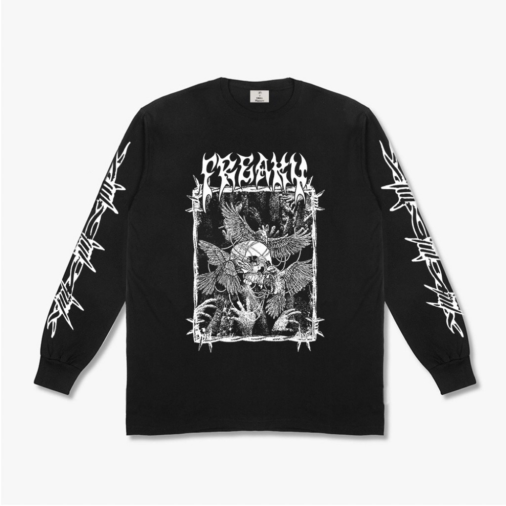 Jual Freaky Tshirt Longsleeve Raven Black Tees Katun | Shopee Indonesia