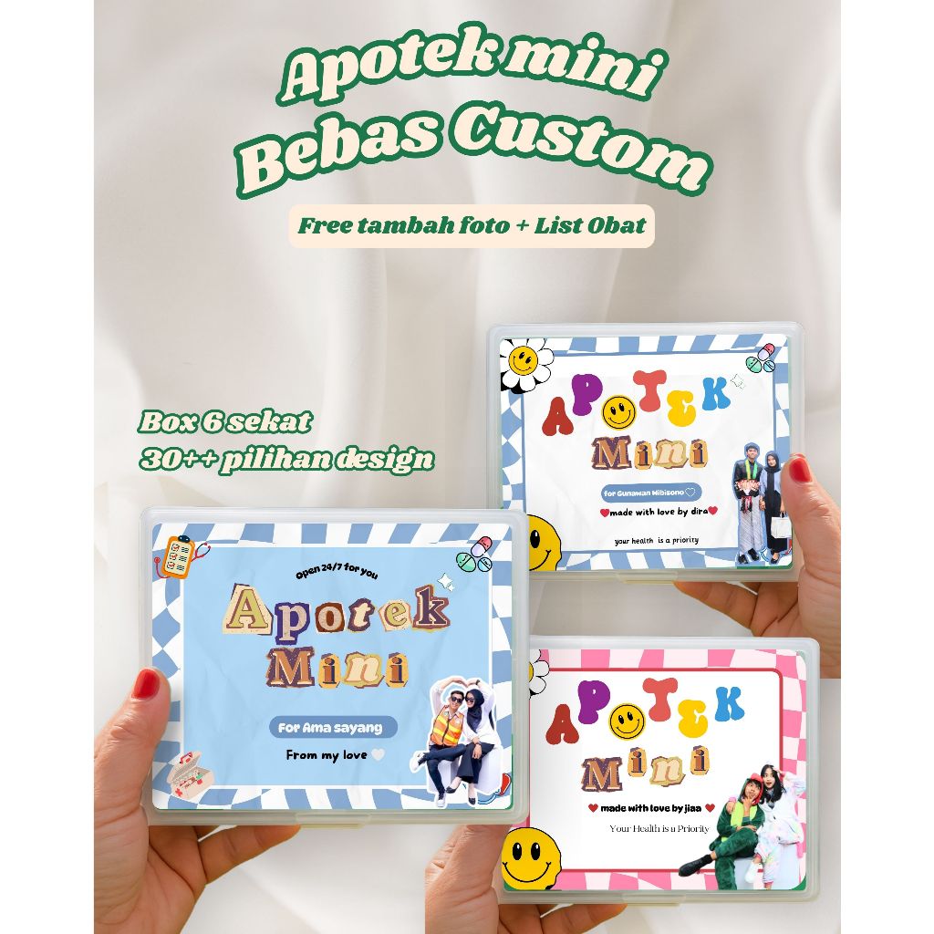 Jual [BOX + STICKER] - Apotek Mini Kotak Obat Aesthetic Custom Nama ...