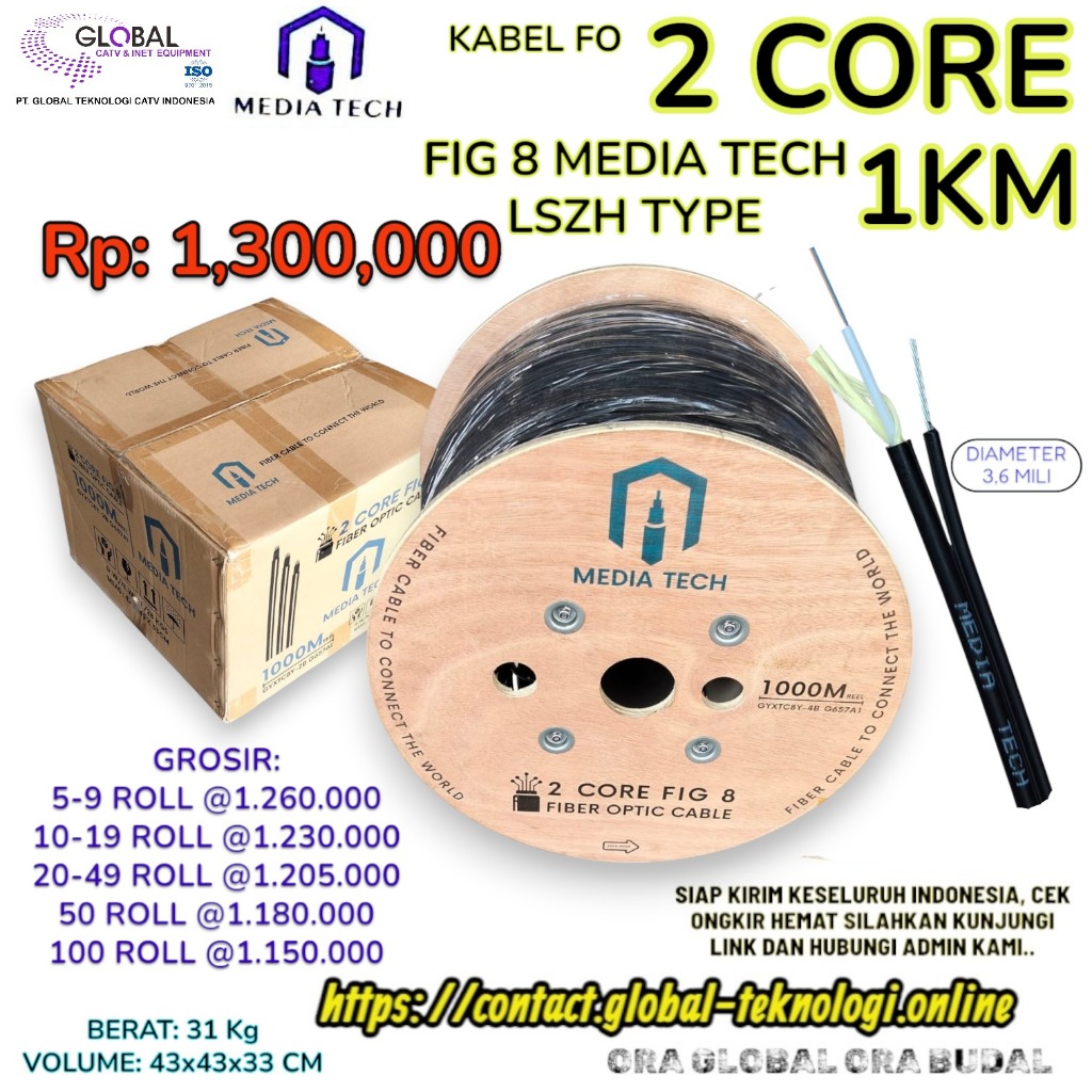 Jual 2 CORE FIG8 MEDIATECH 1KM BY GLOBAL | Shopee Indonesia