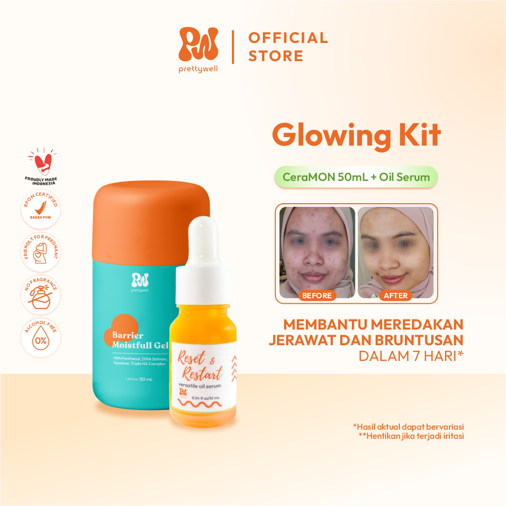 Jual Prettywell Glowing Kit [ CeraMon 50 ML Tube + Oil Serum] | Perfect ...