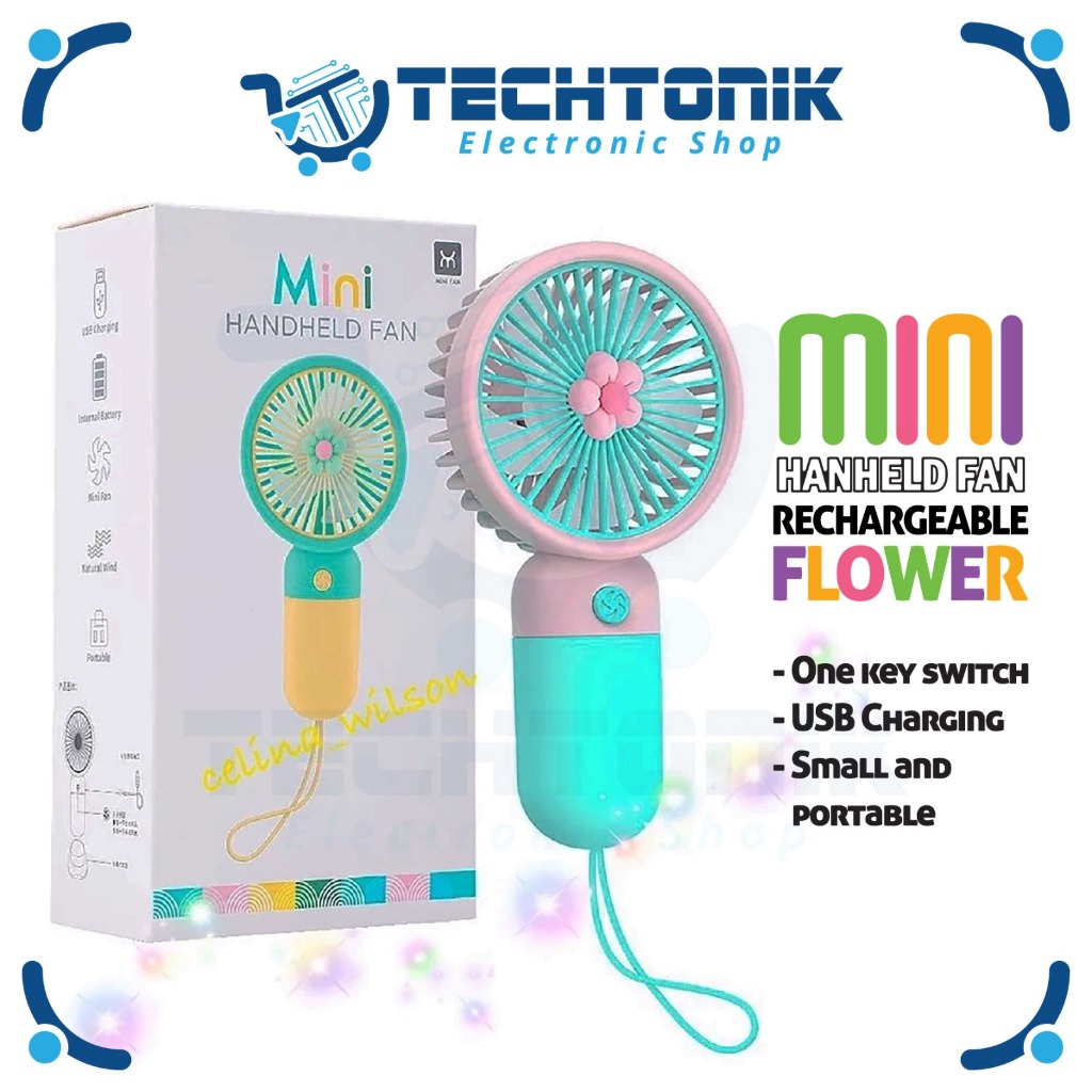 Jual Kipas Angin Mini Genggam Motif Bunga Portable Stand USB Mini ...