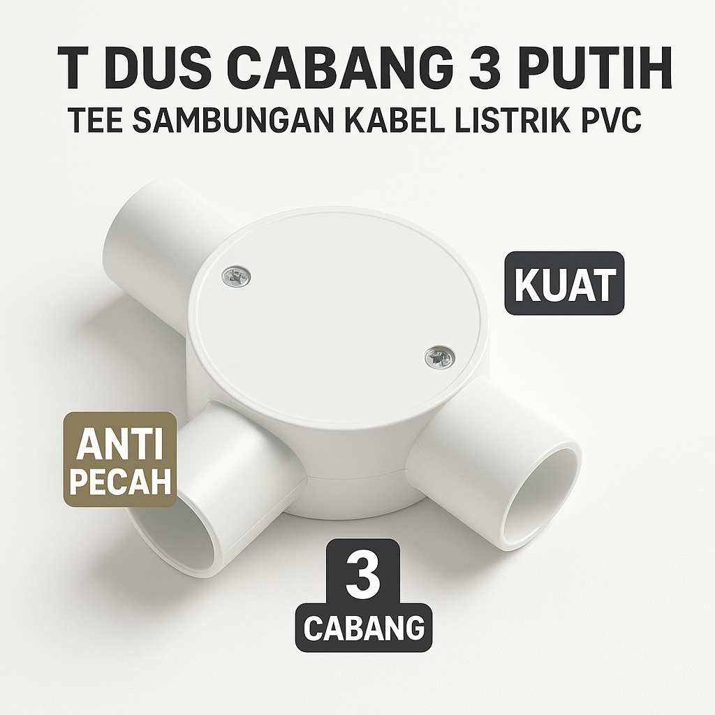 Jual T DUS CABANG 3 PUTIH TEE DUS SAMBUNGAN KABEL LISTRIK PVC KUAT ...