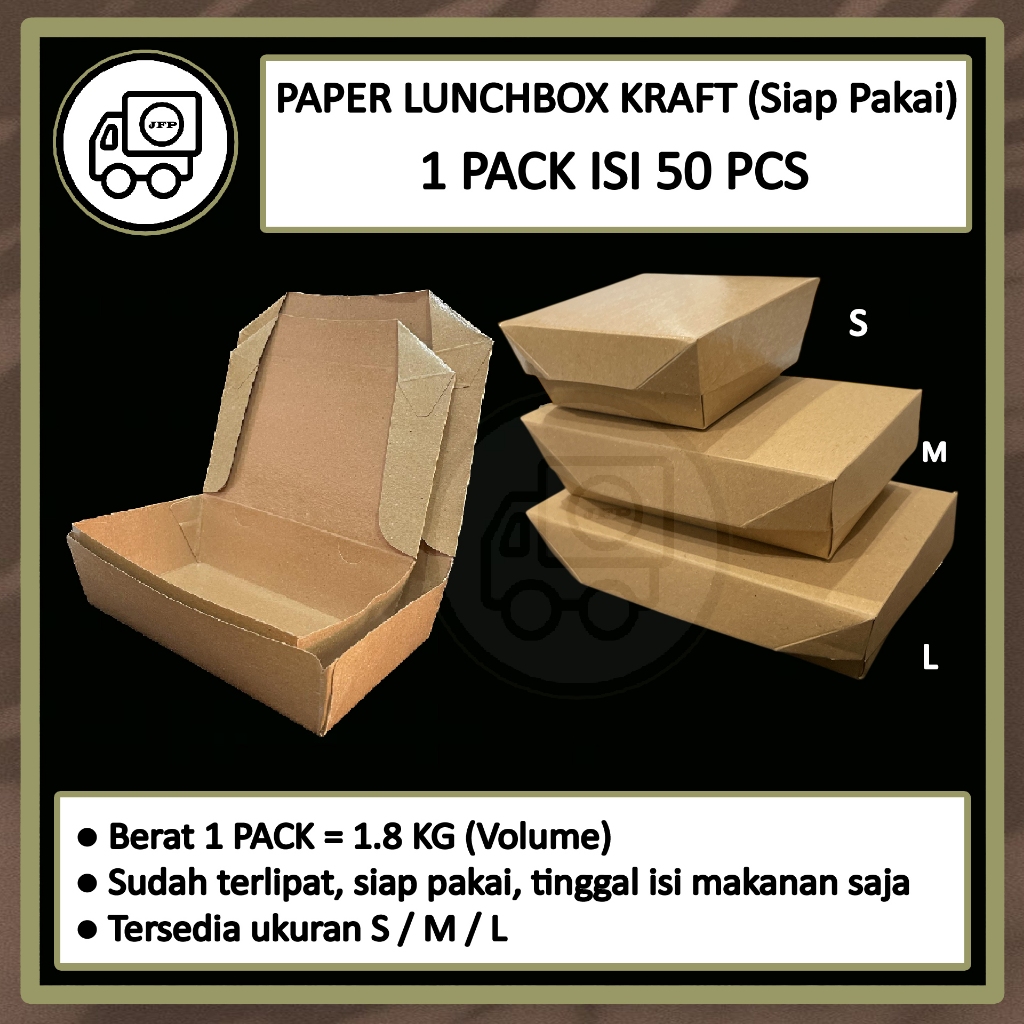 Jual Paper Lunch Box Kraft Coklat Ukuran S M L Laminasi Siap Pakai isi ...