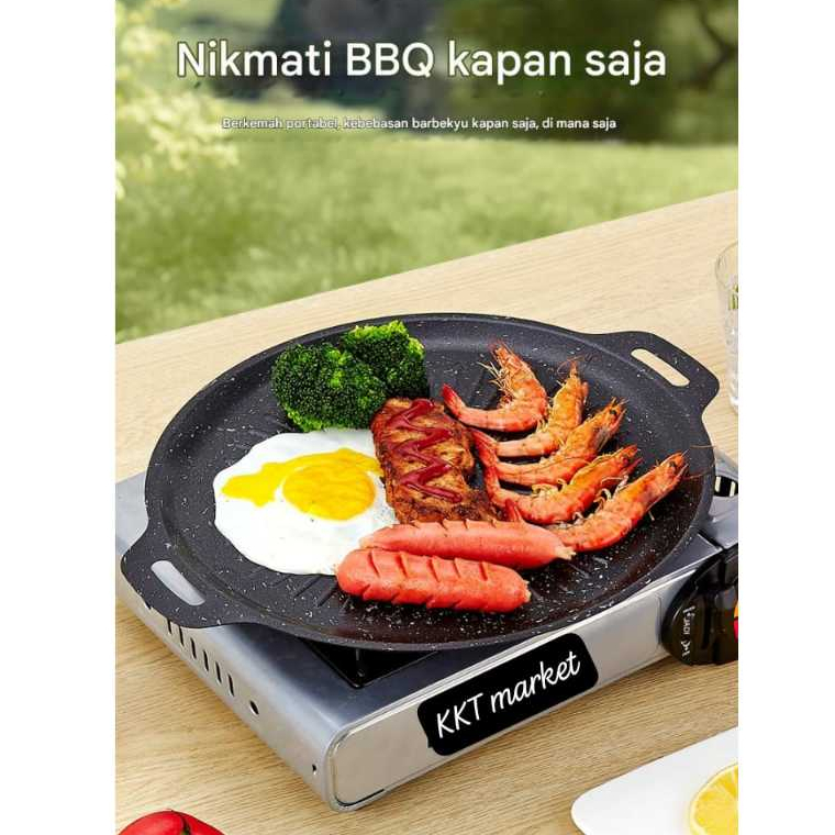 Jual KKT wajan panggang grill pan BBQ 34cm/32cm bulat anti lengket ...