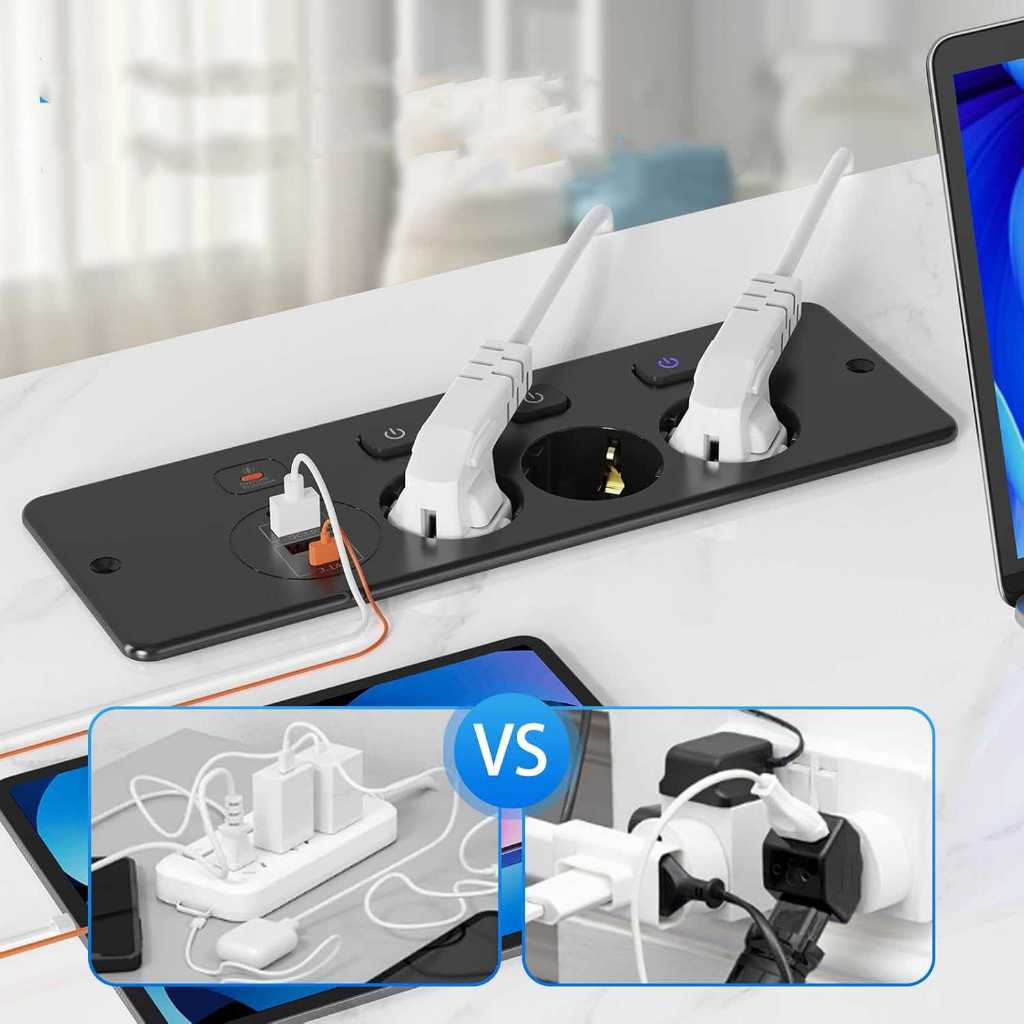 Jual Colokan Stop Kontak Meja Model Tanam Dengan 3 Lubang + USB + Type ...