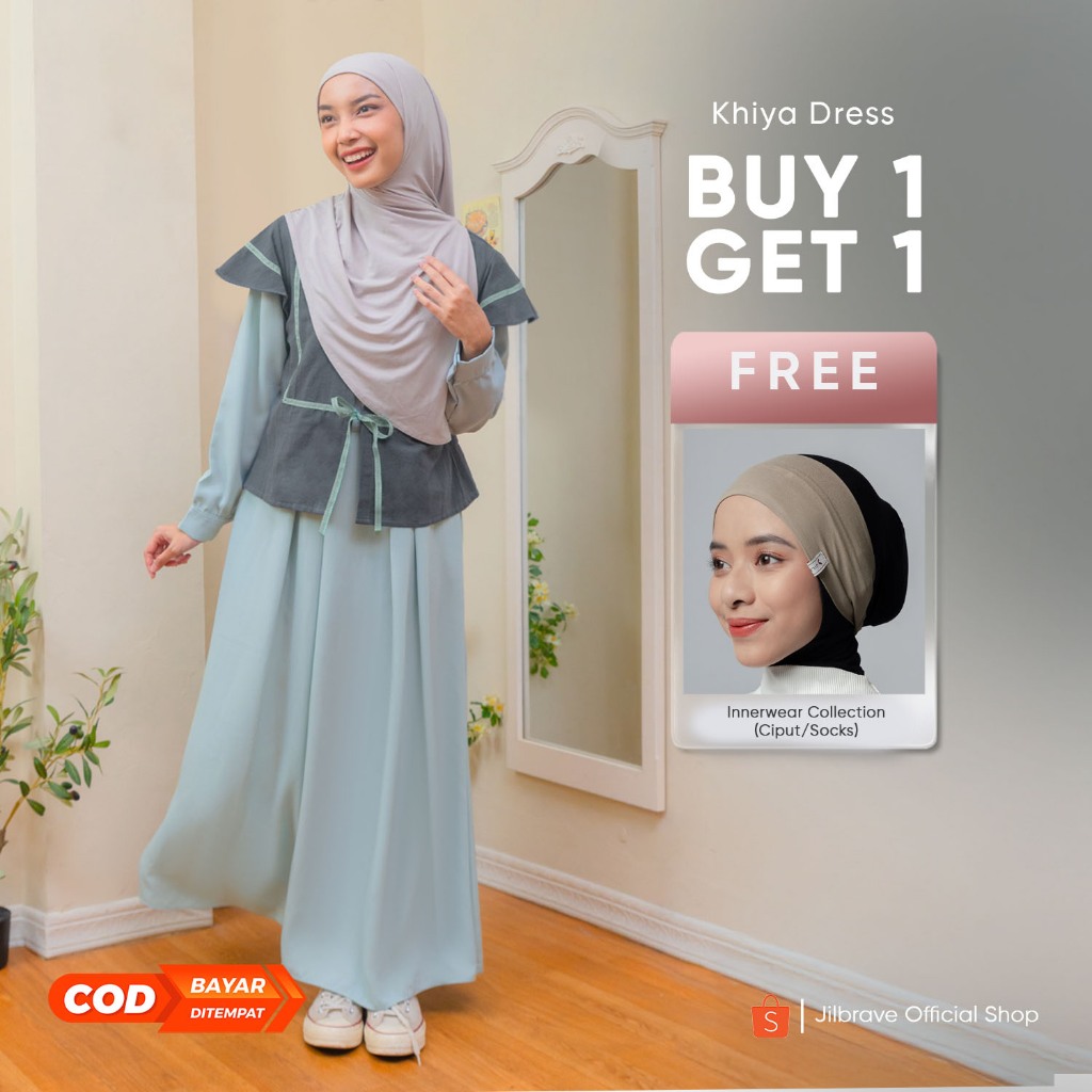 Jual [BUY 300K GET 1 FREE PRODUCT] Jilbrave Khiya Dress Gamis Outer Pita Coquette Feminine ...