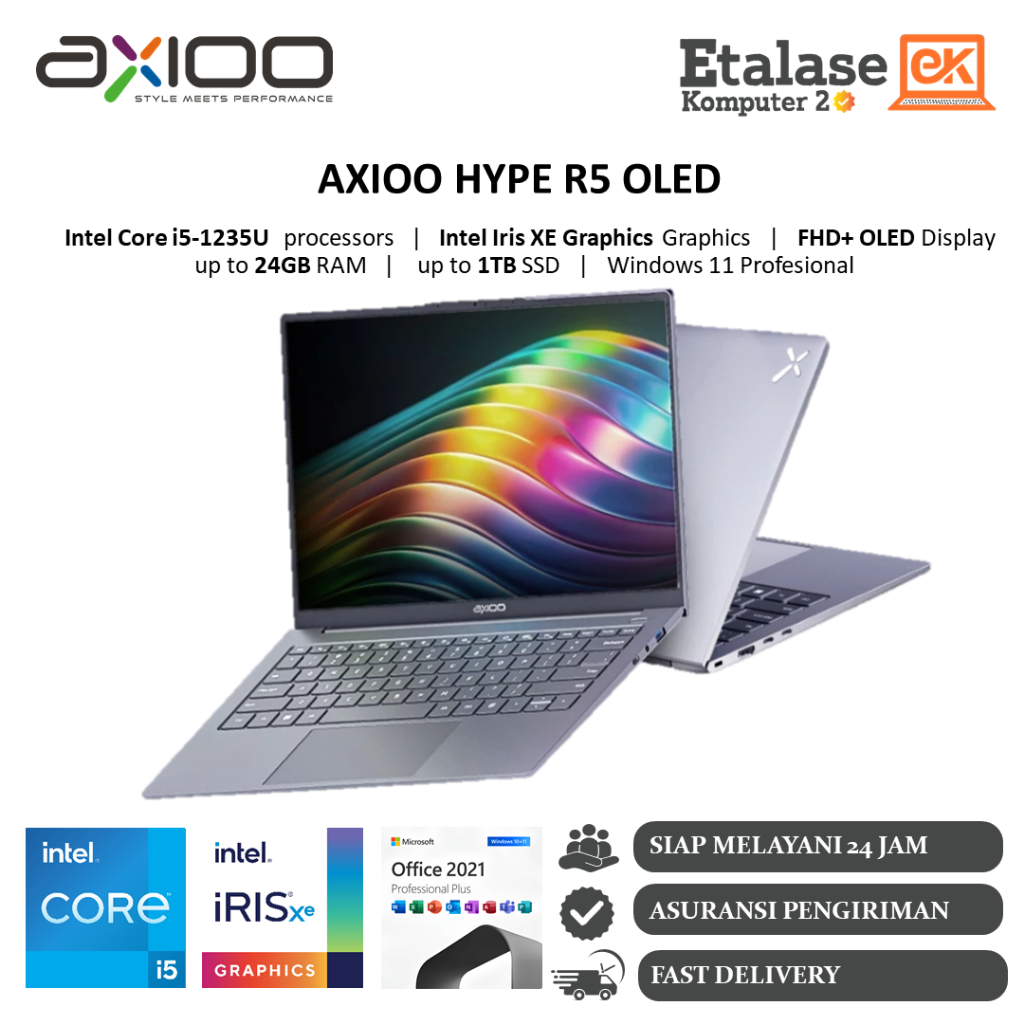 Jual Laptop Axioo Hype R5 OLED Intel i5 1235U 24GB 1TB 14" FHD+ Backlit ...