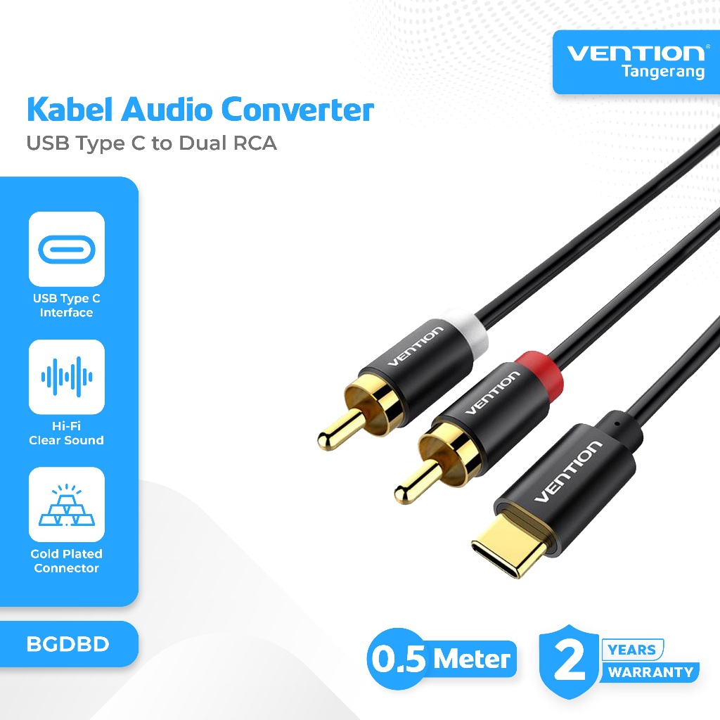 Jual Vention Kabel Audio Converter USB Type C to Dual RCA Universal ...