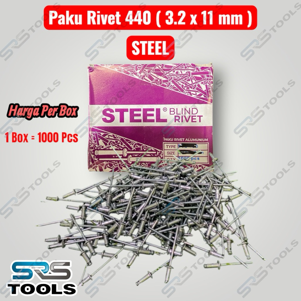 Jual STEEL Paku Ripet 440 3,2x11 mm Premium High Quality Paku Rivet ...