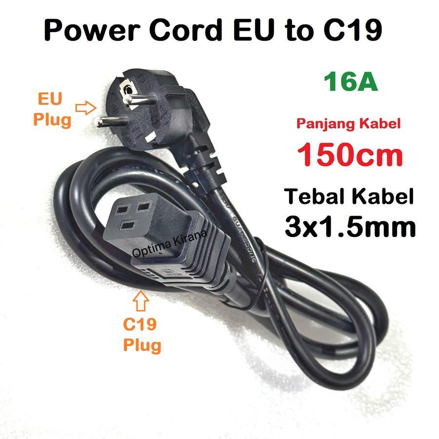 Jual Kabel Power Cord 1.5M EU to C19 Plug C-19 Schuko APC UPS PDU UDP ...