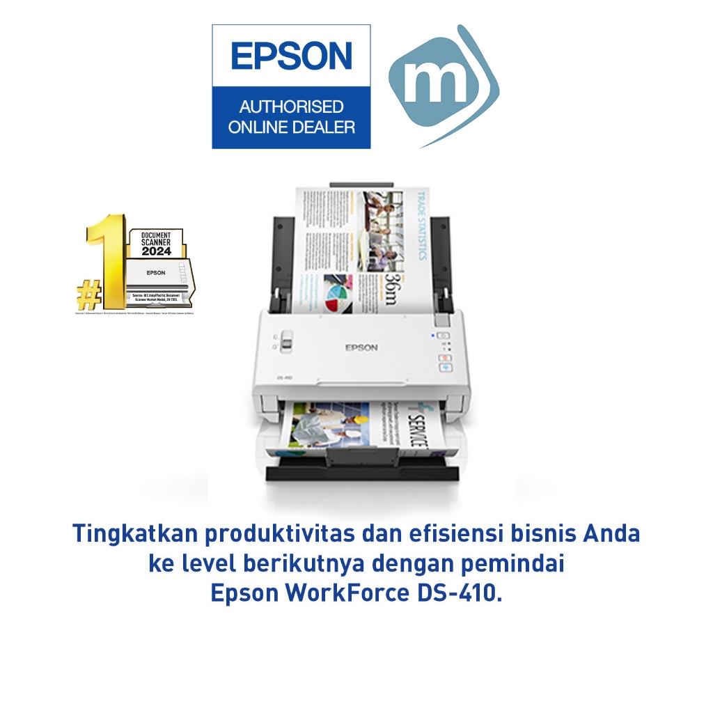 Jual Scanner Epson WorkForce DS-410 / DS410 A4 Duplex Sheet-fed ...