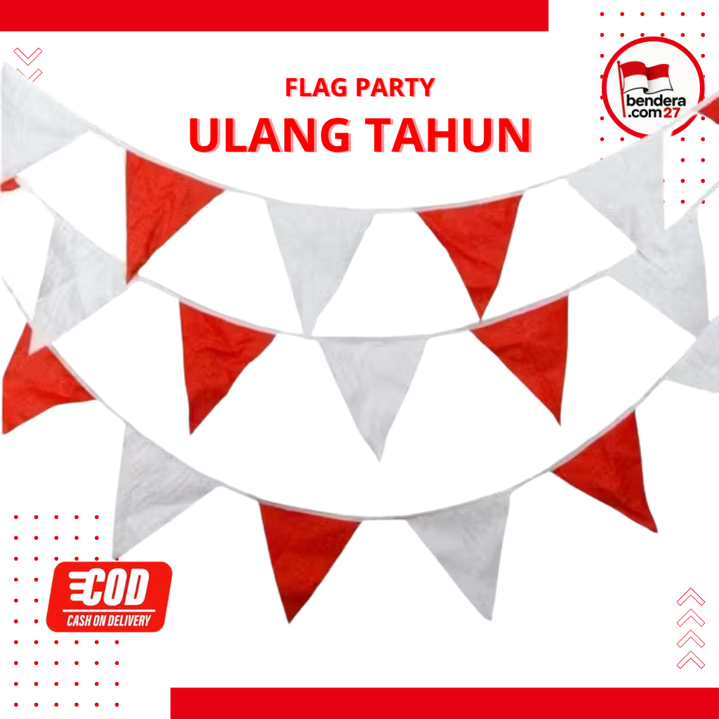 Jual Flag-Party Ulang Tahun Bendera Merah Putih Umbul-Umbul Segitiga Warna Warni Agustusan Untuk ...