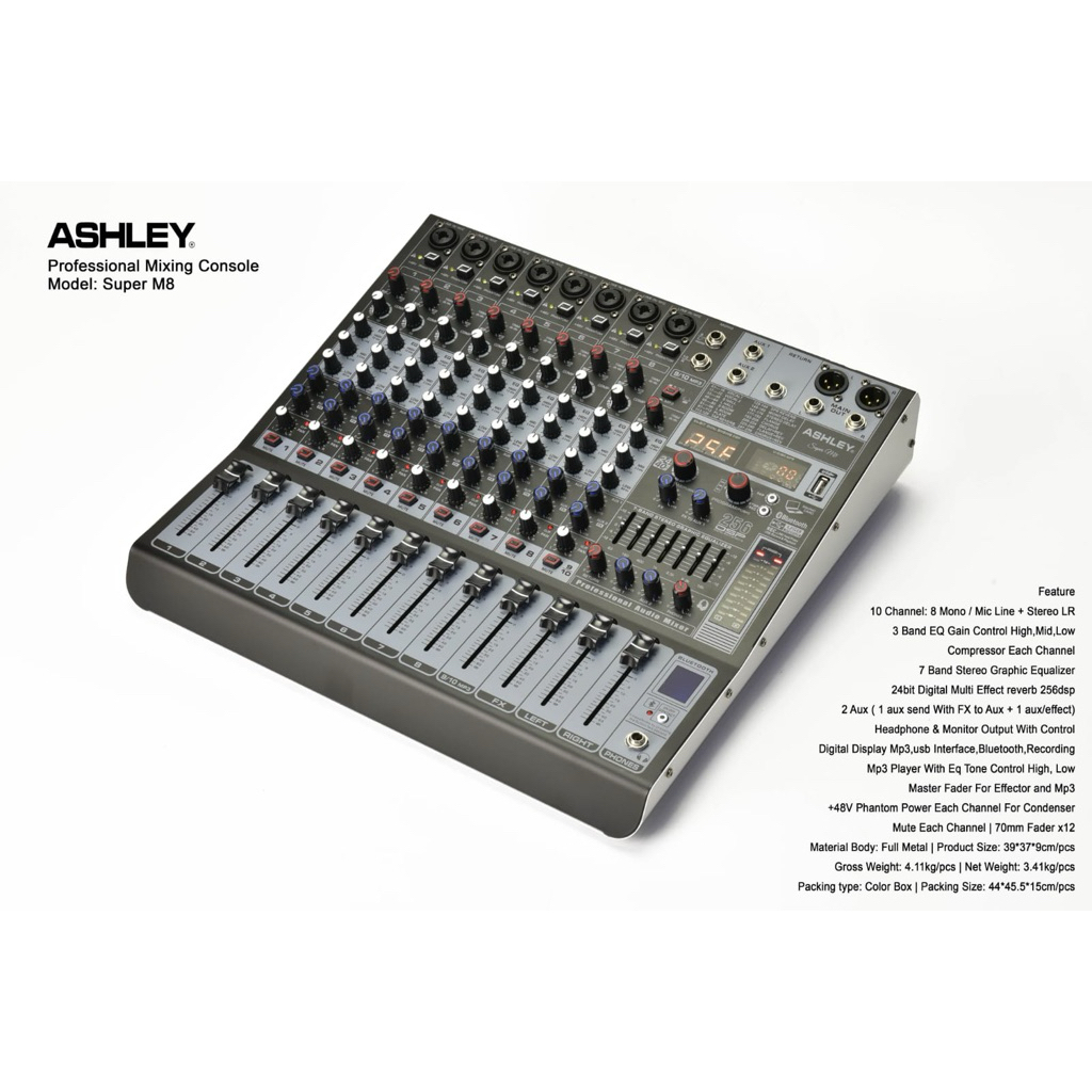 Jual MIXER ASHLEY SUPER M8 Compress ORIGINAL 8CH USB BLUETOOTH TO FC ...