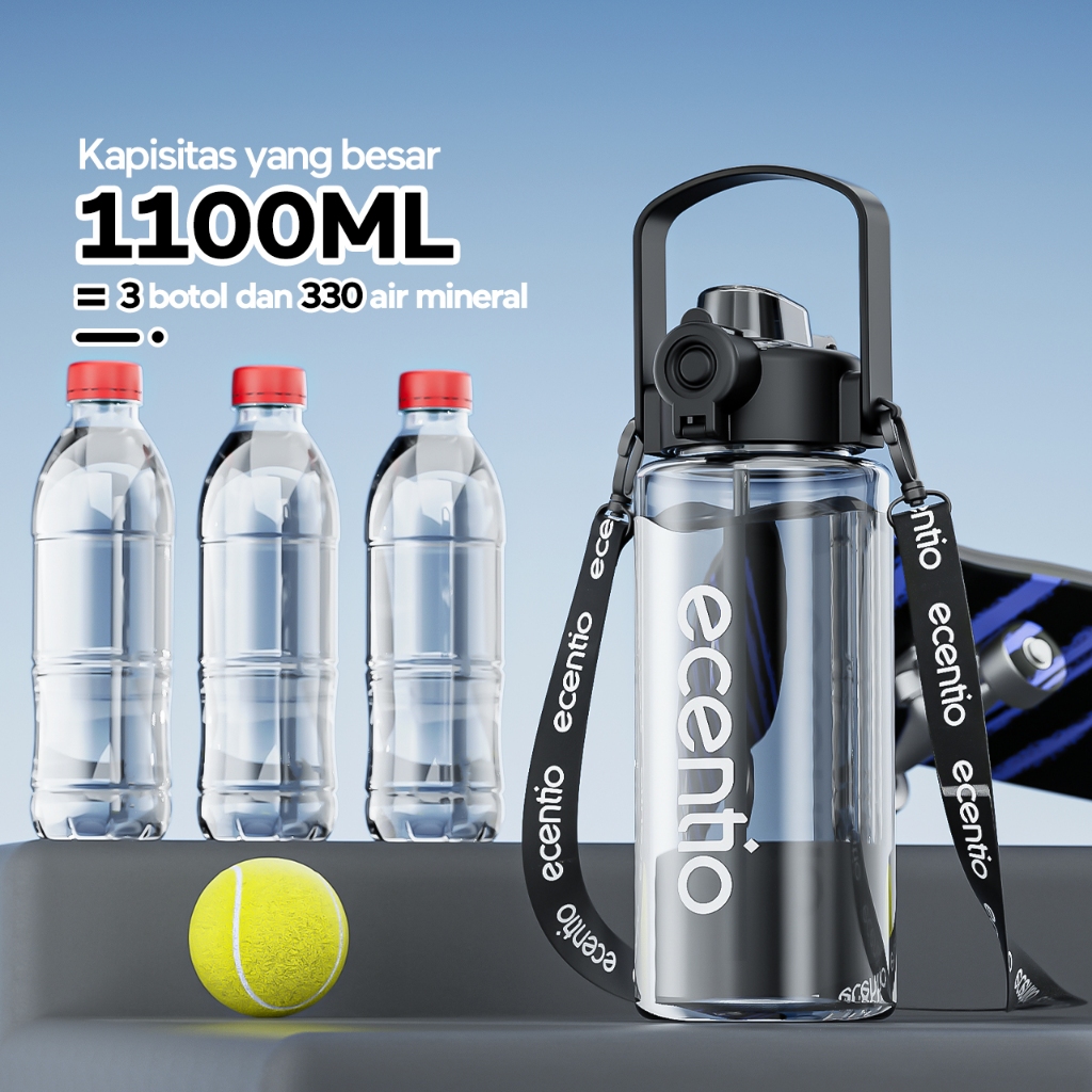 Jual 𝟭𝟬𝟬%𝗢𝗥𝗜 ecentio Botol minum 1100ml /Sports water bottle/ Botol Air ...