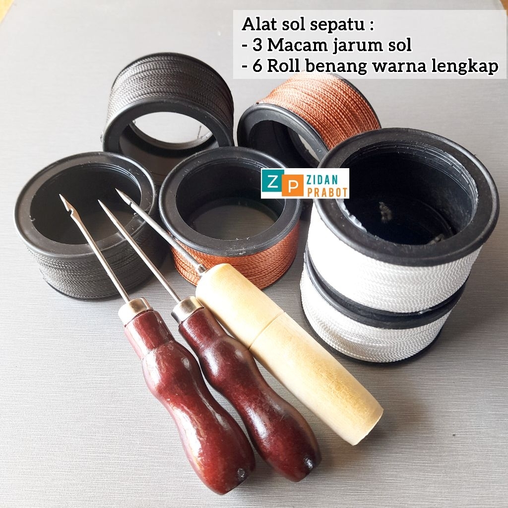 Jual Alat Sol Sepatu 3 Jenis Jarum dan 6 Roll Benang Nylon Warna ...