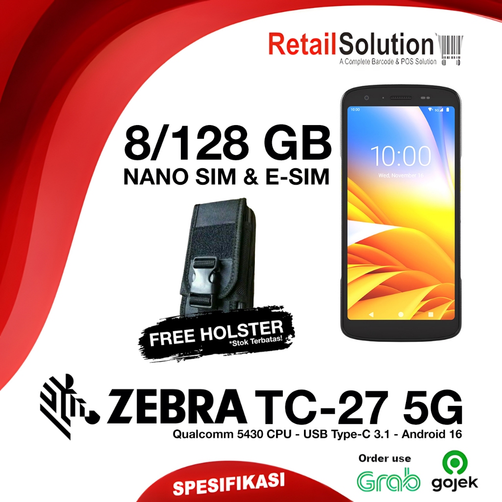 Jual Barcode Scanner PDT Android 5G - Zebra TC27 TC-27 8/128 GB ...