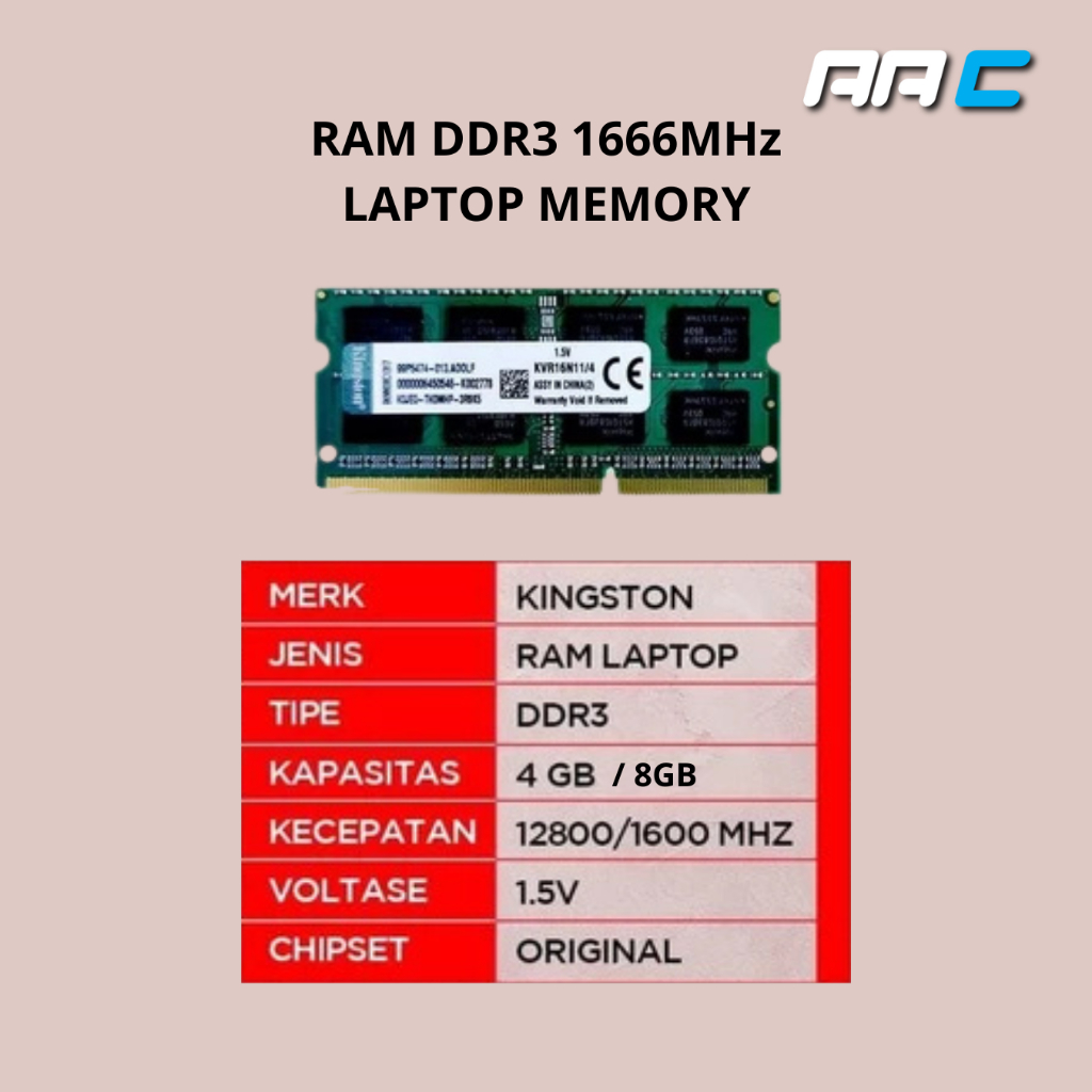 Jual RAM KINGSTON SODIMM DDR3 4GB / 8GB PC12800 1.5V LAPTOP | Shopee Indonesia