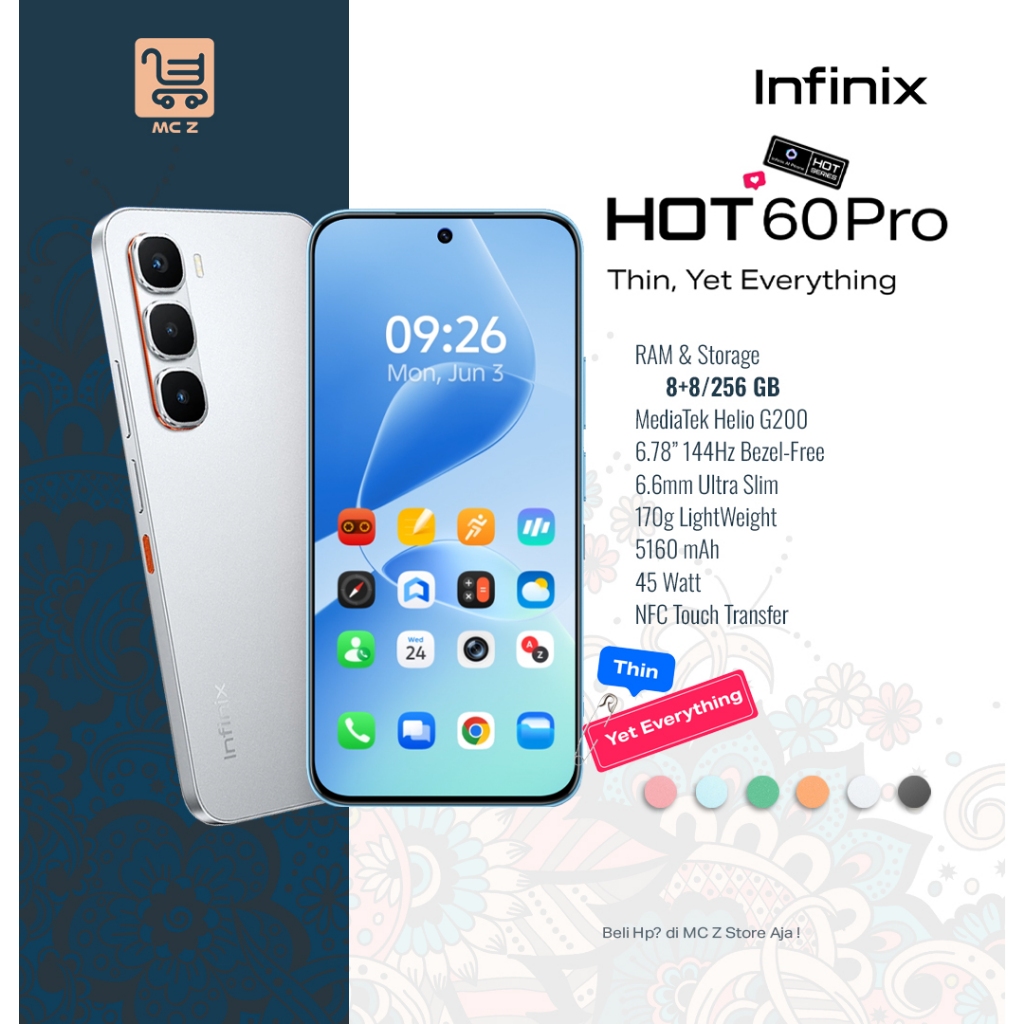 Jual Official Infinix Hot 60 Pro - 8+8/256 GB - 6.6 mm Ultra Slim ...