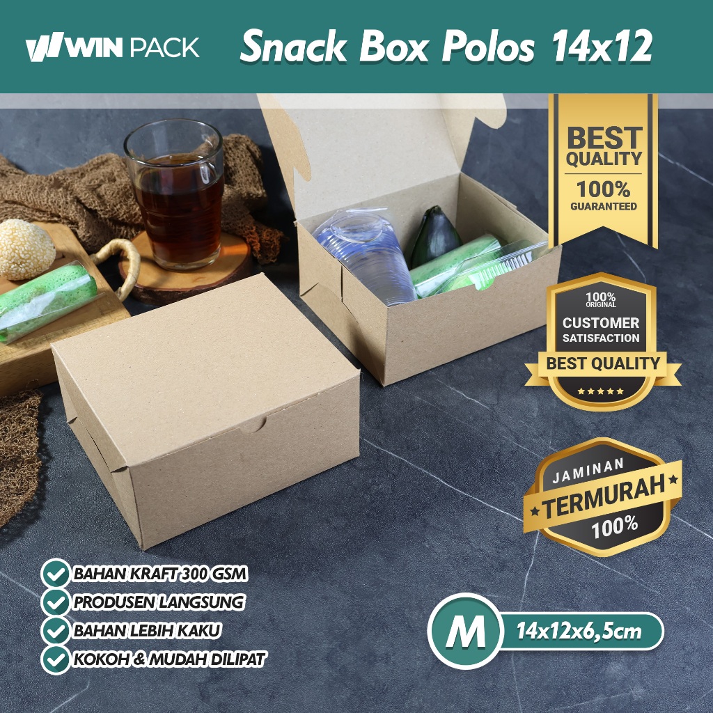 Jual Isi 50 Pcs Snack Box 12x14 | Dus Kue 14x12 | Kotak Kue | Polos ...
