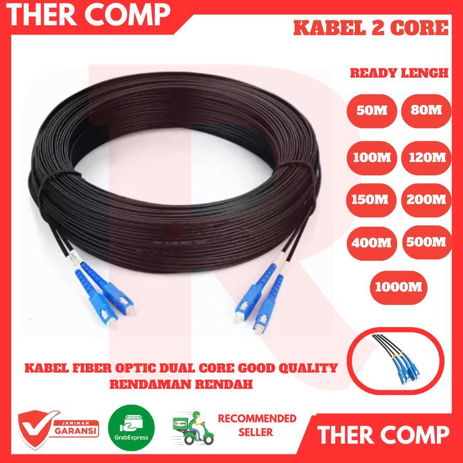 Jual Kabel Fiber Optic FO Dual 2 Core Precon Outdoor 50m 80m 100m 150m ...