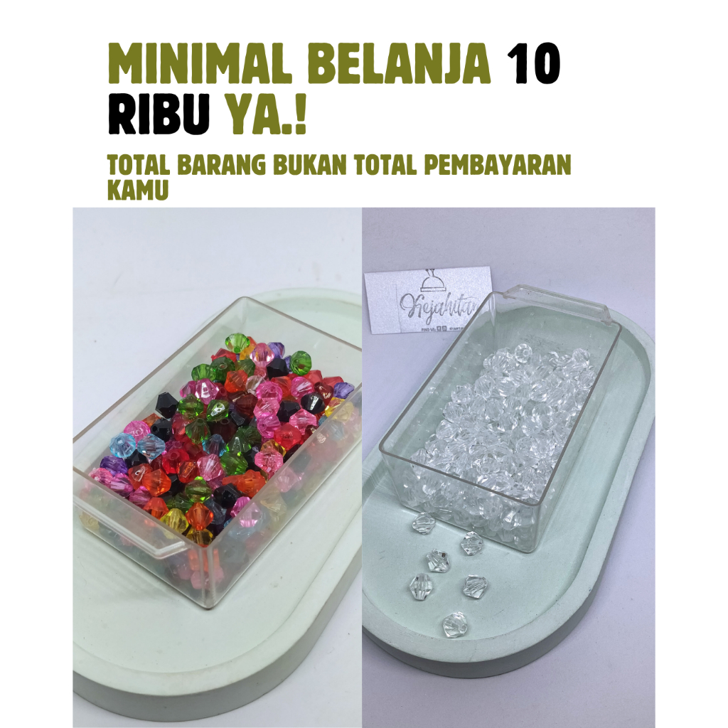 Jual (25 gr) Manik Mote Transparan Model Diamond Kerucut Bening Mix ...